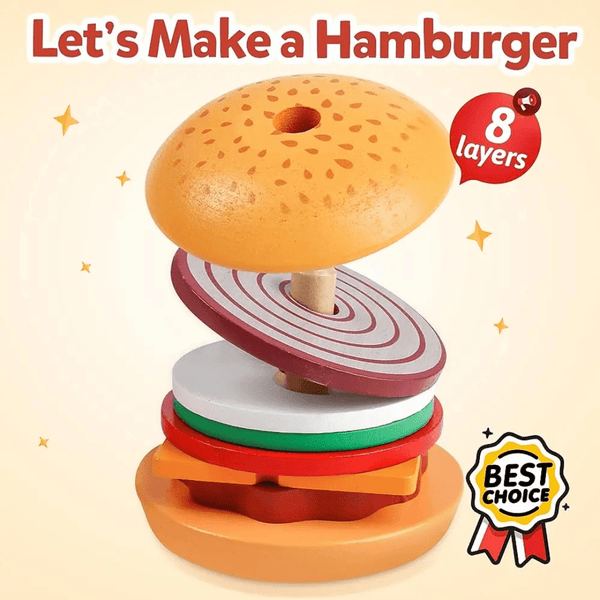 Montessori Burger Stacking Toy - Interactive Learning Play - Montessori ...