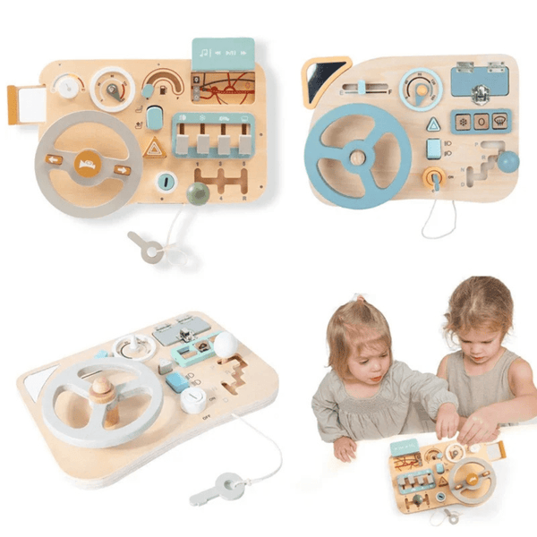 Montessori Learning Play: Wooden Steering Wheel Busy Board for Toddlers ...
